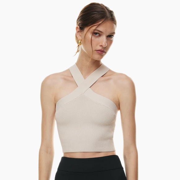 Aritzia | Tops | Aritzia Babaton Sculpt Knit Criss Cross Cropped Tank ...